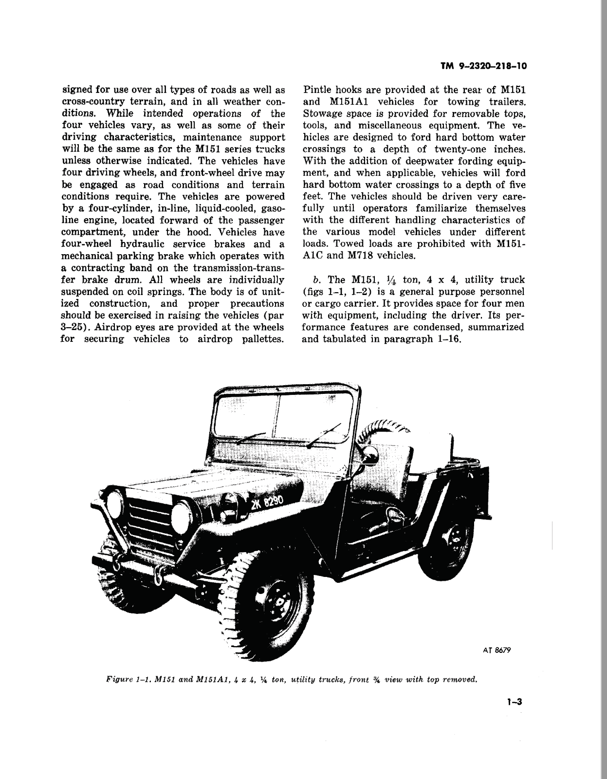 123 Page 1968 TM 9-2320-218-10 M151 M151A1 Jeep Mutt Operators Manual ...