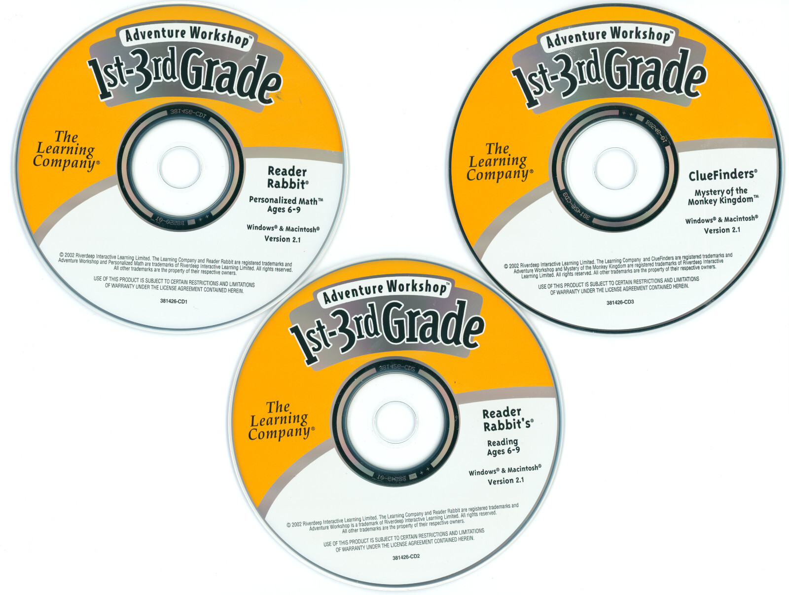 Adventure Workshop 1st-3rd Grade CD-ROM 3-Discs Reader Rabbit ...