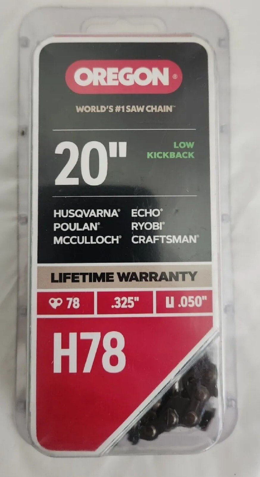 Oregon Control Cut Low Kickback 20" Chain 78 Links .325"Pitch H78 New ...