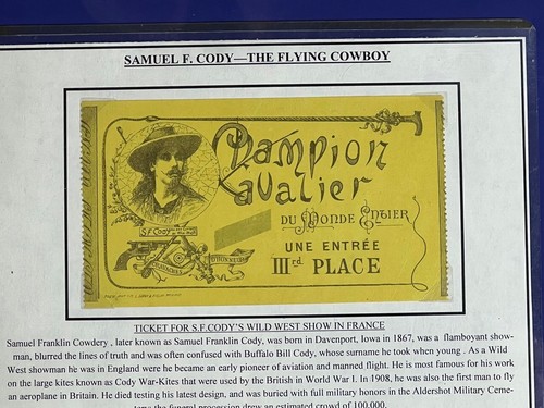 Framed Wild West Show S.F. Cody French Ticket from the 1890's | eBay