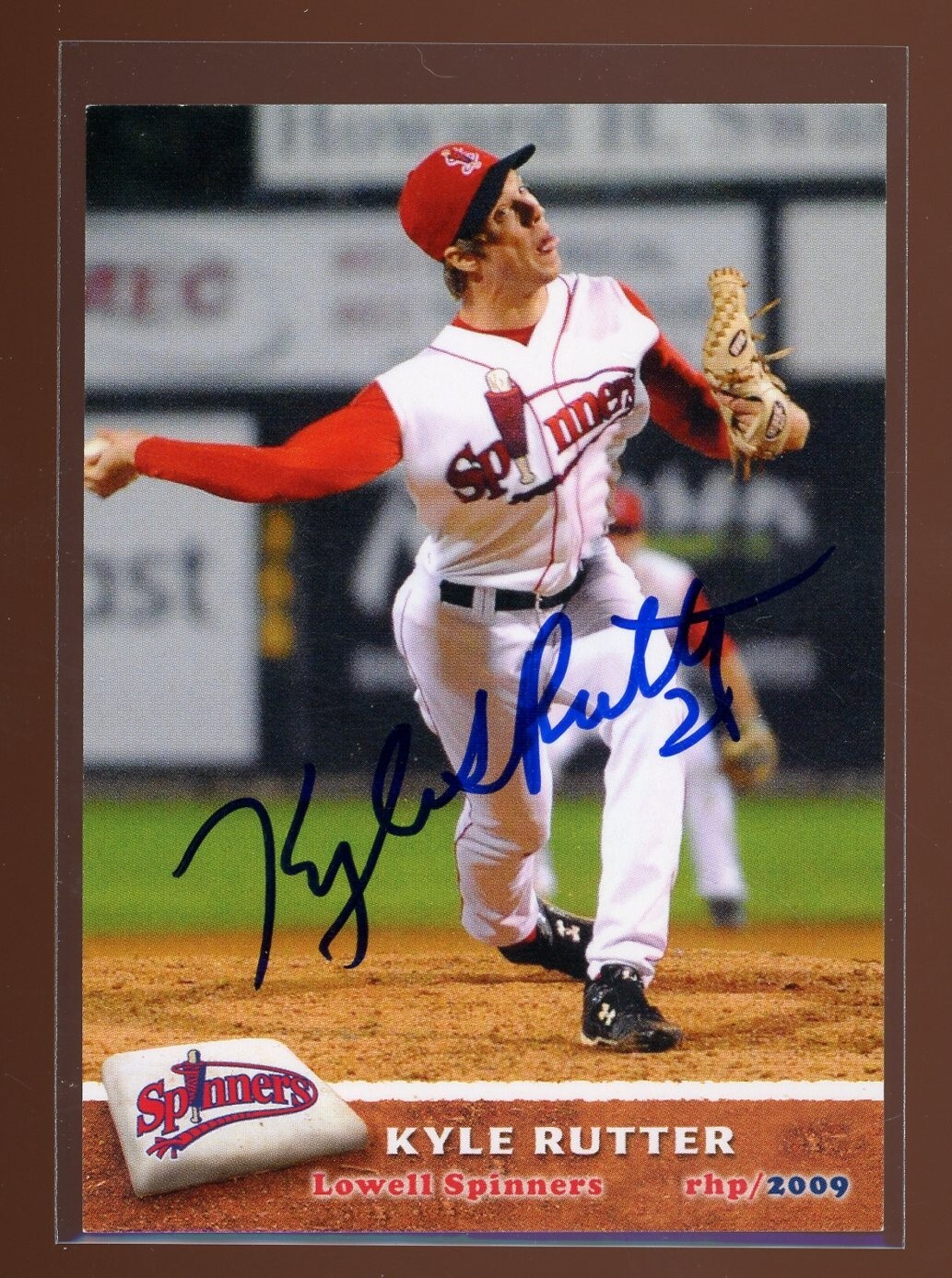 2009 Lowell Spinners KYLE RUTTER Signed Card autograph auto RED SOX ...
