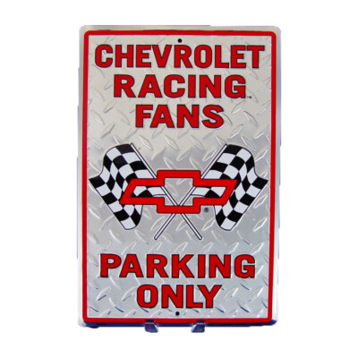 chevrolet racing fans parking only street sign checkered flag diamond ...
