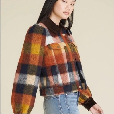 Veronica Beard Piana Plaid Flannel Jacket Size 4 Wool Blend Button Coat ...