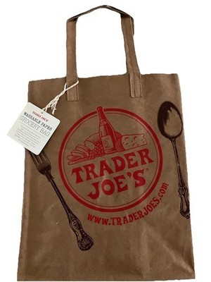 Trader Joe's Reusable Washable Paper Bag Logo Iconic Brown Recycled ...
