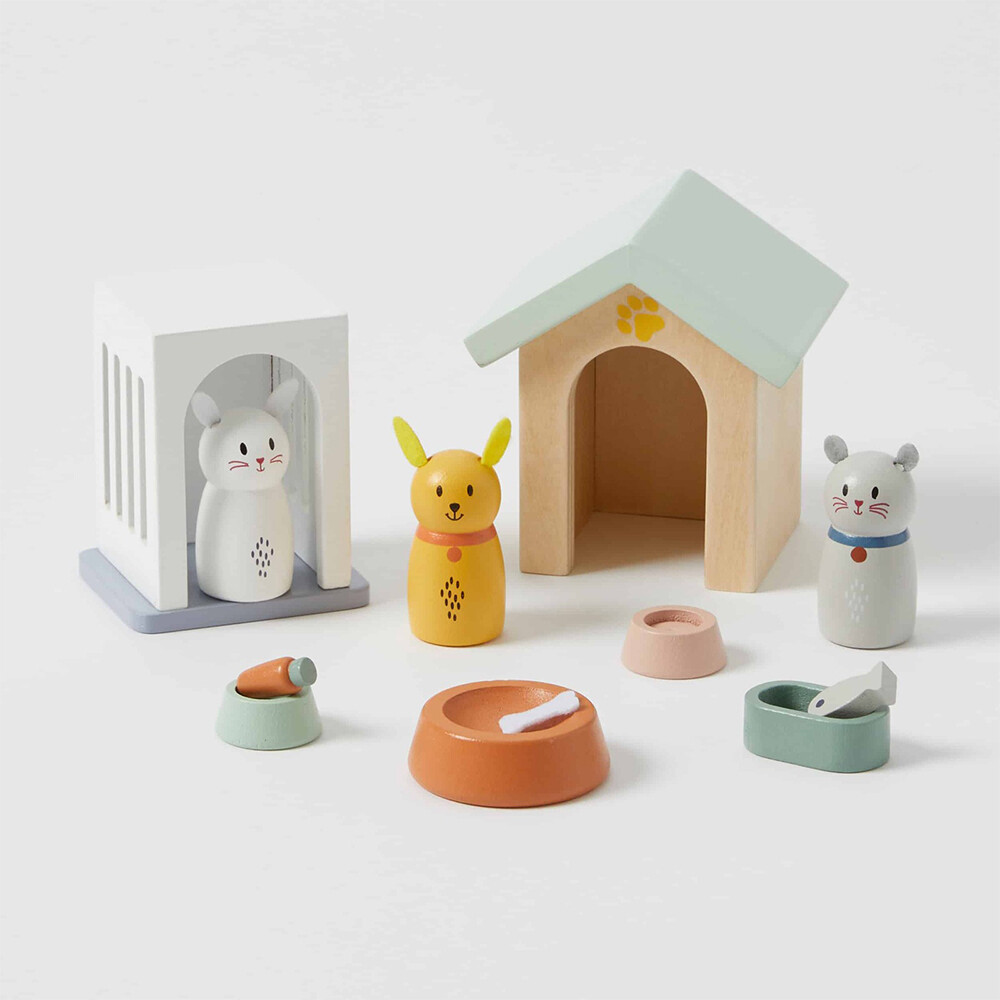 12pc Zookabee Wood Animal House Set Interactive Children's Imaginative ...