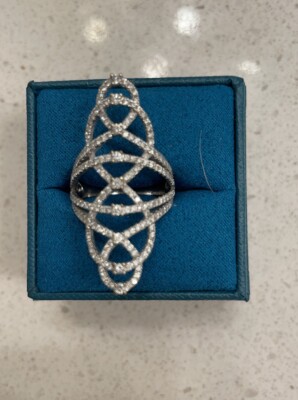 BLING! 14K White Gold Cocktail Right Hand Middle Finger Diamond Ring 💍 ...