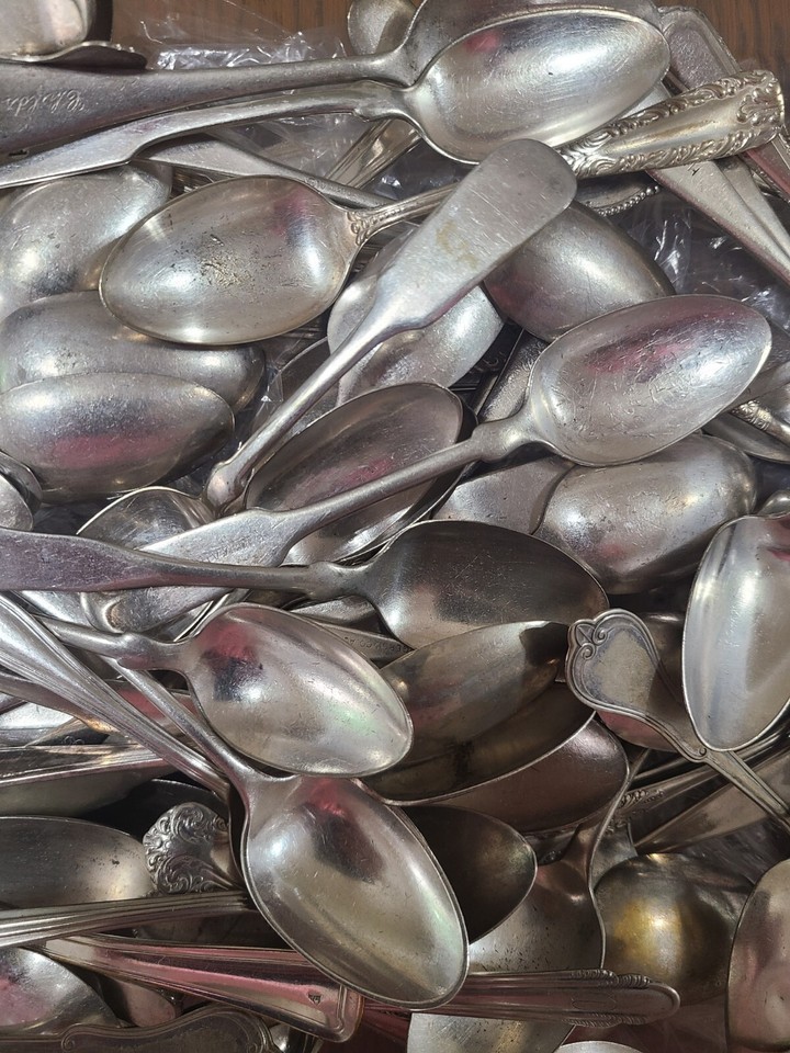 Vintage Huge Lot Mixed Silver Plated Silverware Flatware Knife Spoon | eBay