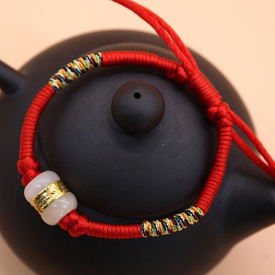 Natural Jade Bead New Red Colorful Cord String Braided Knitted Rope ...