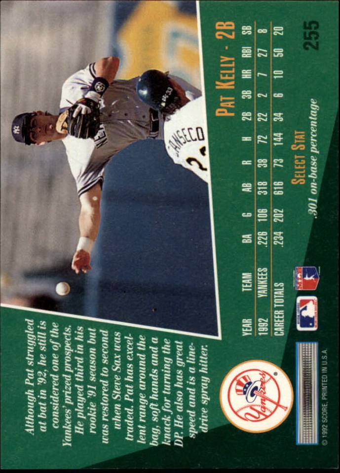 1993 (YANKEES) Select #255 Pat Kelly | eBay