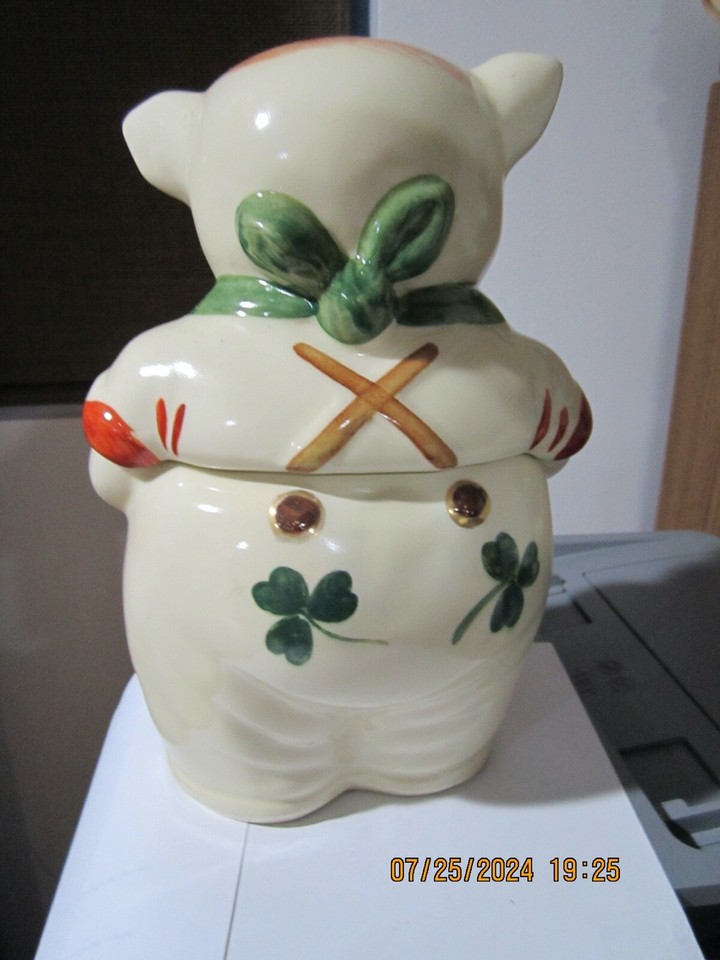SHAWNEE GOLD SHAMROCK SMILEY COOKIE JAR with RED HAIR and FACTORY ...