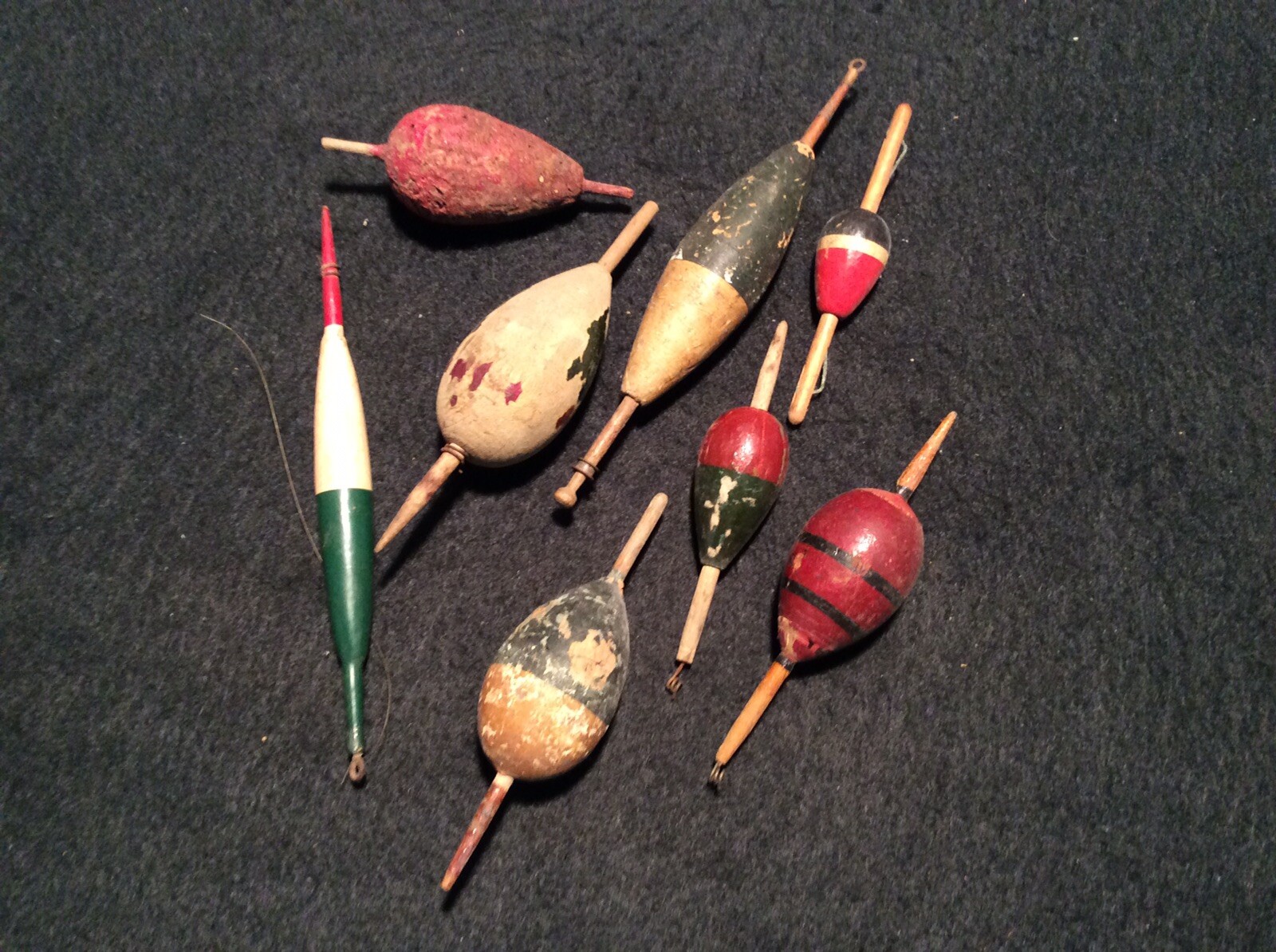 Lot of 8 Antique Fishing Bobbers Wood Cork Floats | eBay