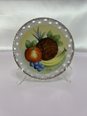 Handpainted Decorative Plate Japan Vintage Reticulated Signed T Huruta ...
