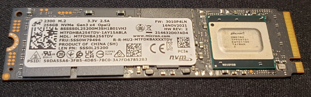256gb Micron M.2 PCIe NVMe SSD MTFDHBA256TDV W/ Fresh Installed Windows ...