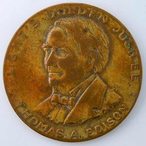 1929 Thomas A. Edison Light’s Golden Jubilee 50th Anniversary Token ...