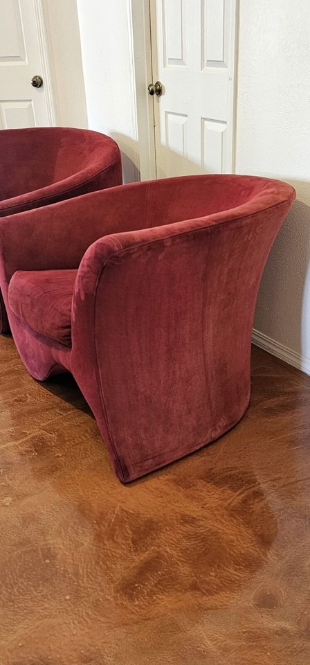 Vintage Vladimir Kagan Designer Hurricane Chairs (Pair) Burgundy Velvet ...