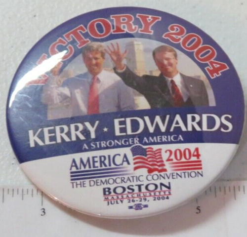 John Kerry Edwards 2004 Campaign Button Pin President Democrat Boston ...