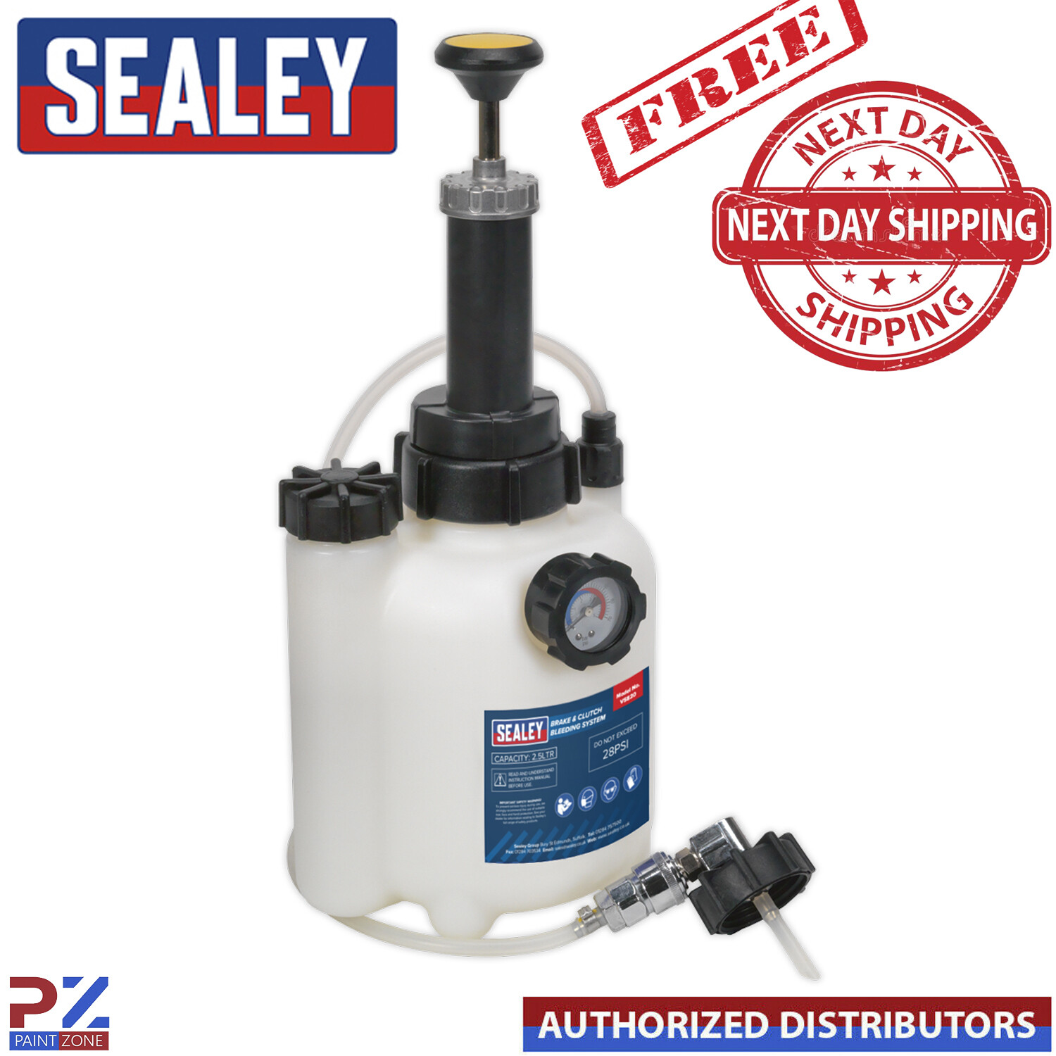 Brake & Clutch Bleeding System Kit 2.5ltr Power Bleeder Sealey VS820 ...