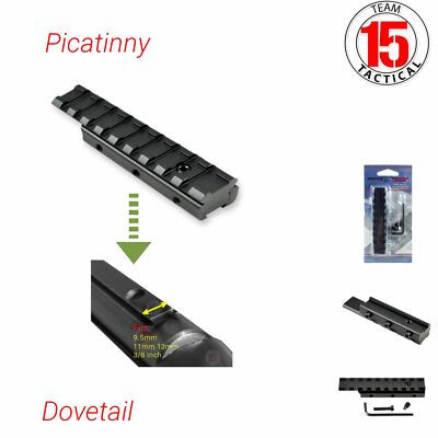 Dovetail to Picatinny Adapter Rail Scope Mount 11mm 3/8" to 21mm ...