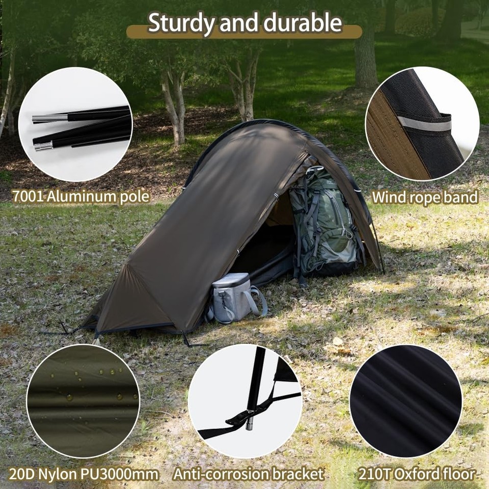 TOMOUNT Bivy Tent Ultralight 2.42LBS 1 Person Backpacking Tent for ...