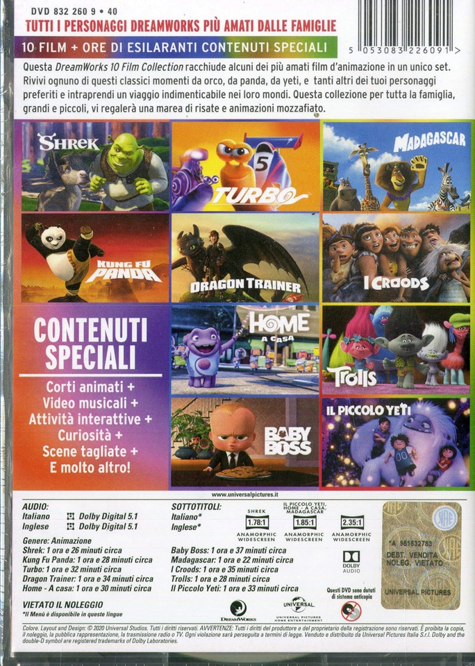 Dreamworks 10 Movie Collection ( Box 10 Dv) (Spirit,Shrek,Baby Boss ...