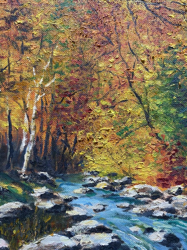 Original William E Ryan Fall Autumn Birch Trees Landscape Painting ...