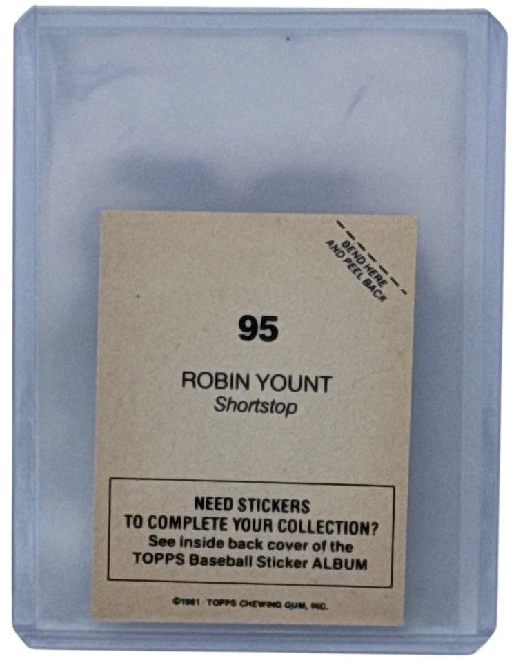 Robin Yount 1981 Topps Album Stickers Milwaukee Brewers Shortstop #95 ...