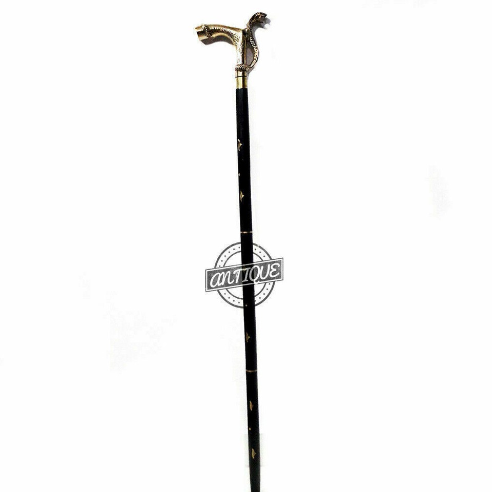 Voodoo/Cobra/Snake Handle Walking Cane Wood Stick Vintage Premium Gift ...