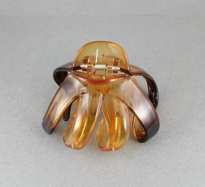 clear Brown octopus hair clip big oval spider barrette plastic claw jaw ...