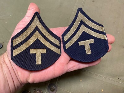 ORIGINAL WWII US ARMY NCO TECH CORPORAL JACKET INSIGNIA CHEVRONS-RAYON ...