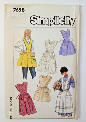 80s Simplicity Sewing Pattern 7658 Misses Apron Bib Wrap Size Small (10 ...