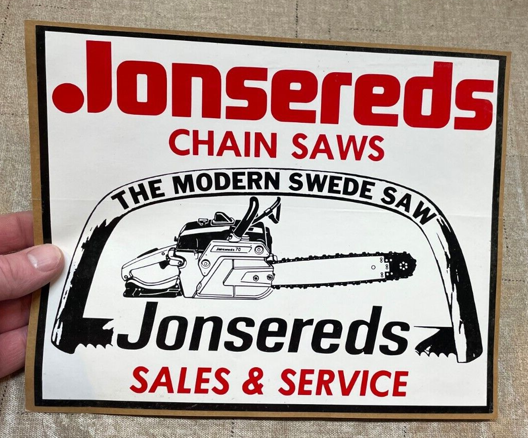 Vintage Jonsereds Chainsaws Jonsereds Sales & Service Store Decal Sign ...