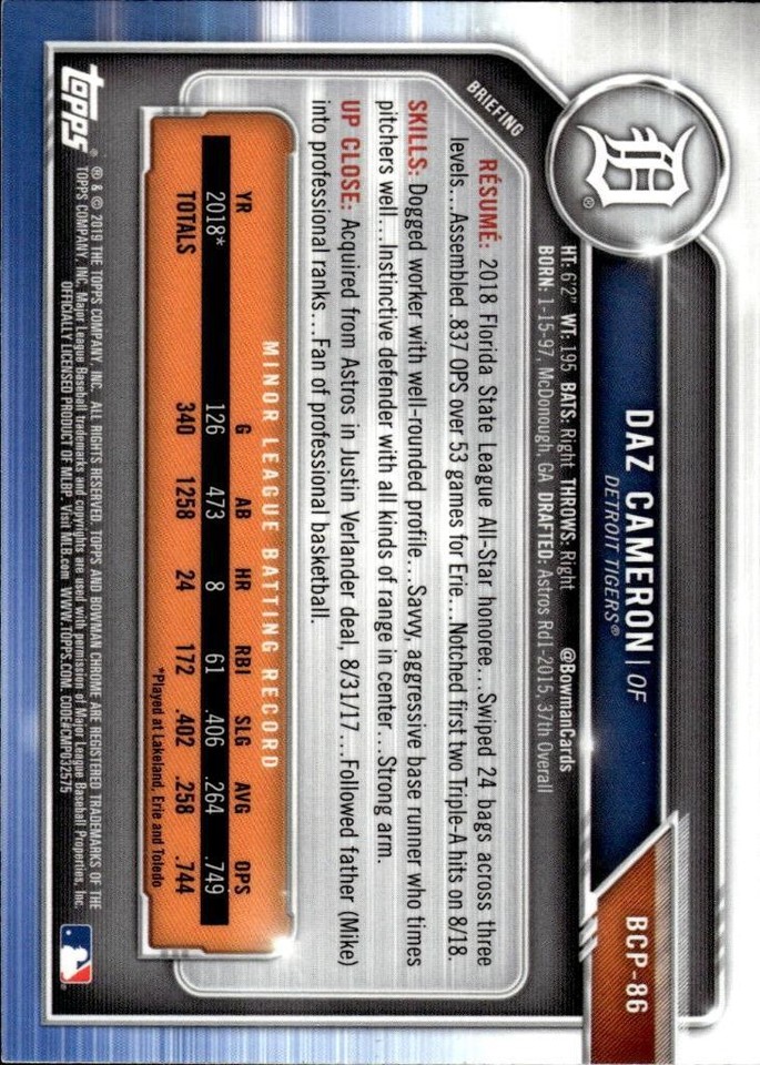 DAZ CAMERON CARD #BCP-86 BUY ANY 2 ITEMS FOR 50% OFF B221R3S1P95 | eBay