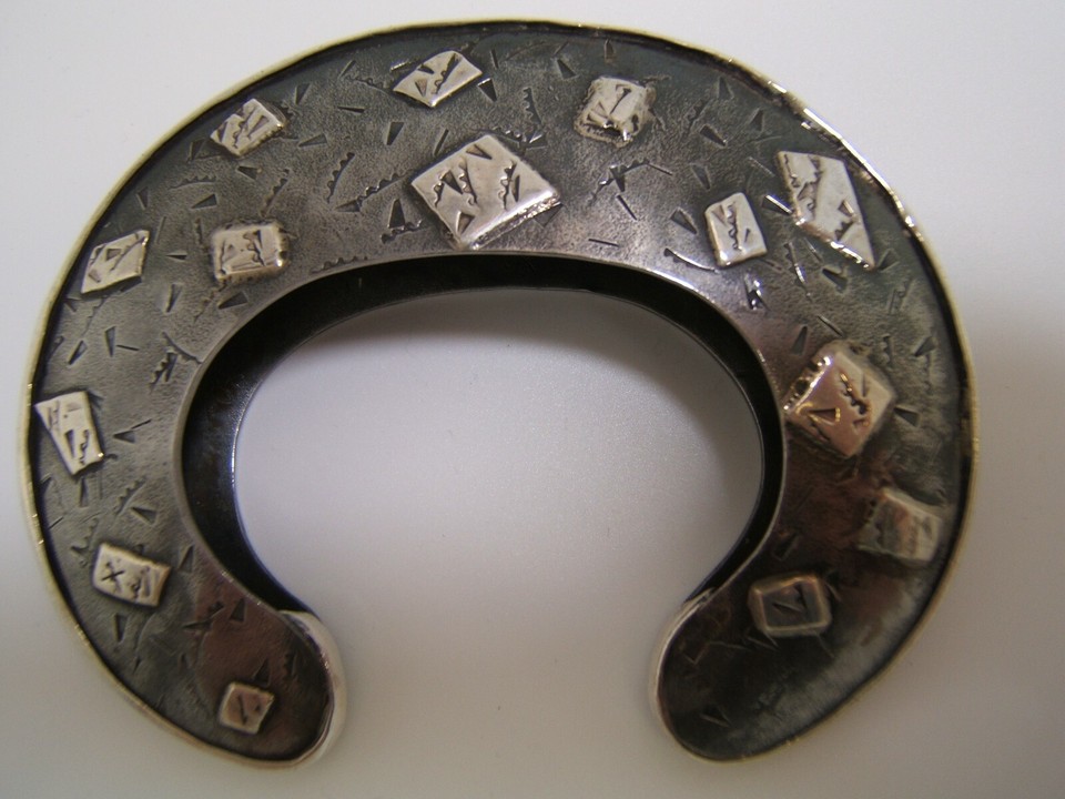 Kathleen O Rourke Steel and Sterling Designer Cuff Bracelet Small Art ...