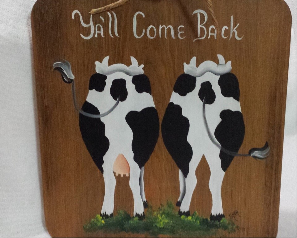 Cutting Board Two Cows Ya'll Come Back Wooden Wall Decor Farmhouse Farm ...