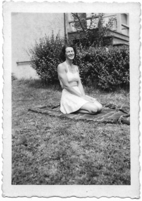 Vintage 1940 Photo of Woman with Muscular Arms Sunbathing on Lawn in ...