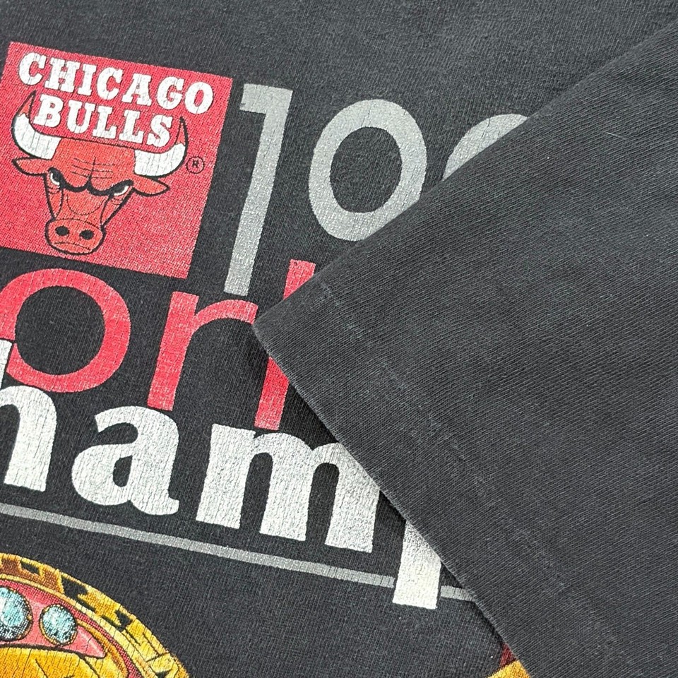 Vtg Chicago Bulls Shirt Mens Size L Black 90s Single Stitch Champions ...
