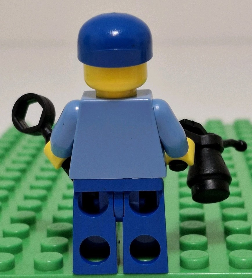 Lego Mechanic Minifigure With Red Hair Overalls Hat Wrench & Oil Can | eBay