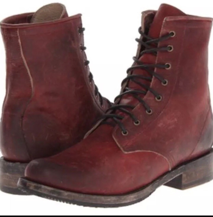 FREEBIRD by STEVEN Charlie Combat BOOTS 9 Black Distressed Leather ...