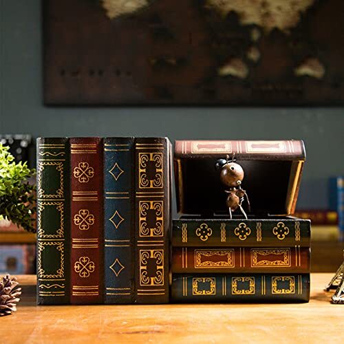 2 Pack Decorative Book Boxes Wooden Antique Book Decorations Vintage ...