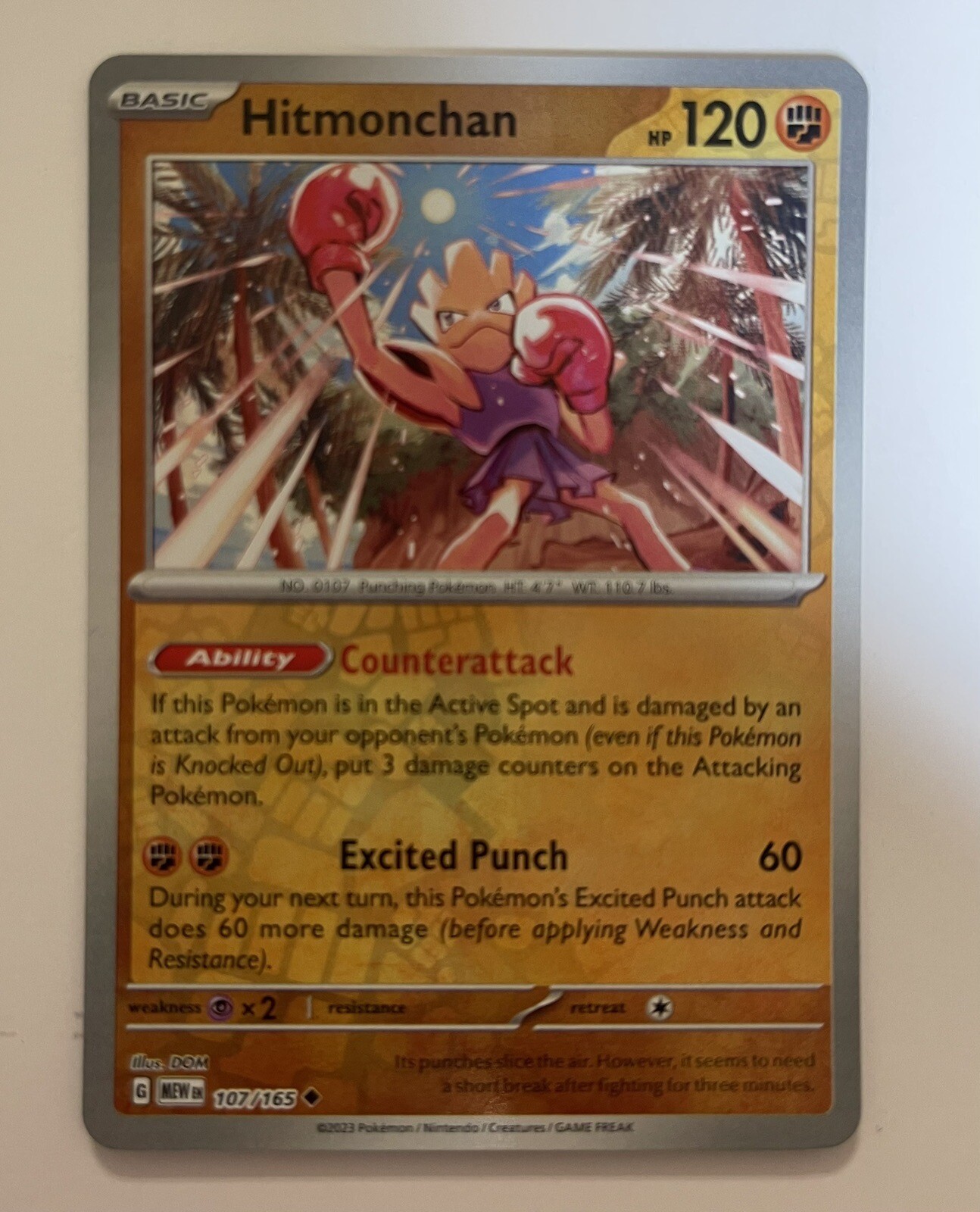 Pokémon TCG Hitmonchan 107/165 Scarlet & Violet - 151 Reverse Holo ...