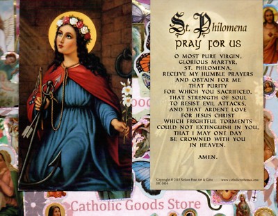 St. Philomena - Prayer to Saint Philomena - Paperstock Holy Card | eBay