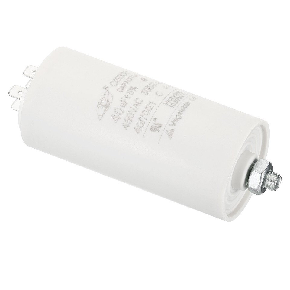 CBB60 40uF Run Capacitor, AC450V 4 Pins 50/60Hz Cylinder with Screw ...