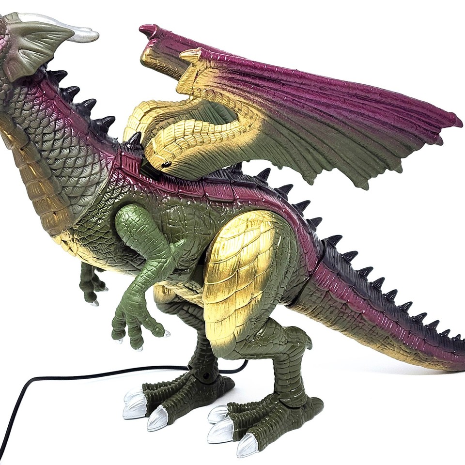 Mighty Megasaur Dragon-i-Toys Green Roars Light Up Eyes Walks Animal ...