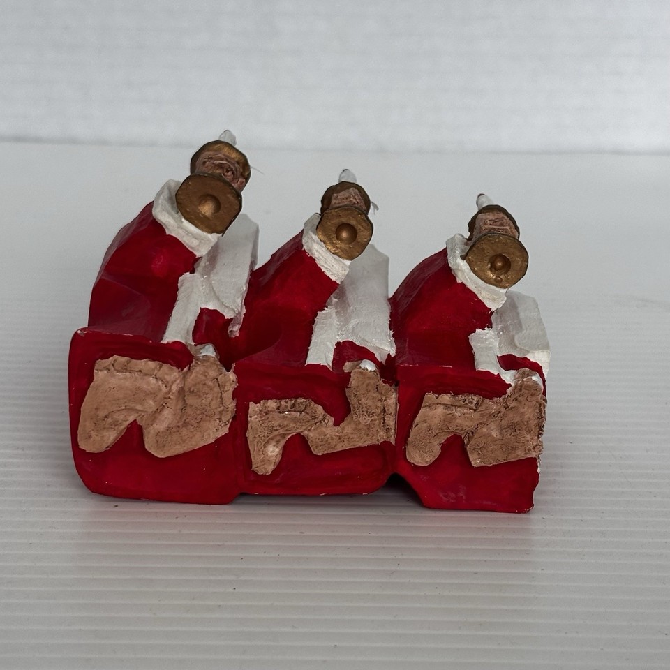 NEW DEPT 56 BAREFOOT SANTA TRIO HOLDING CANDLESTICKS FIGURINE - FOLK ...
