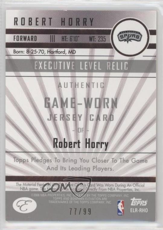 2006-07 Bowman Elevation Executive Level Relics /99 Robert Horry #ELR ...