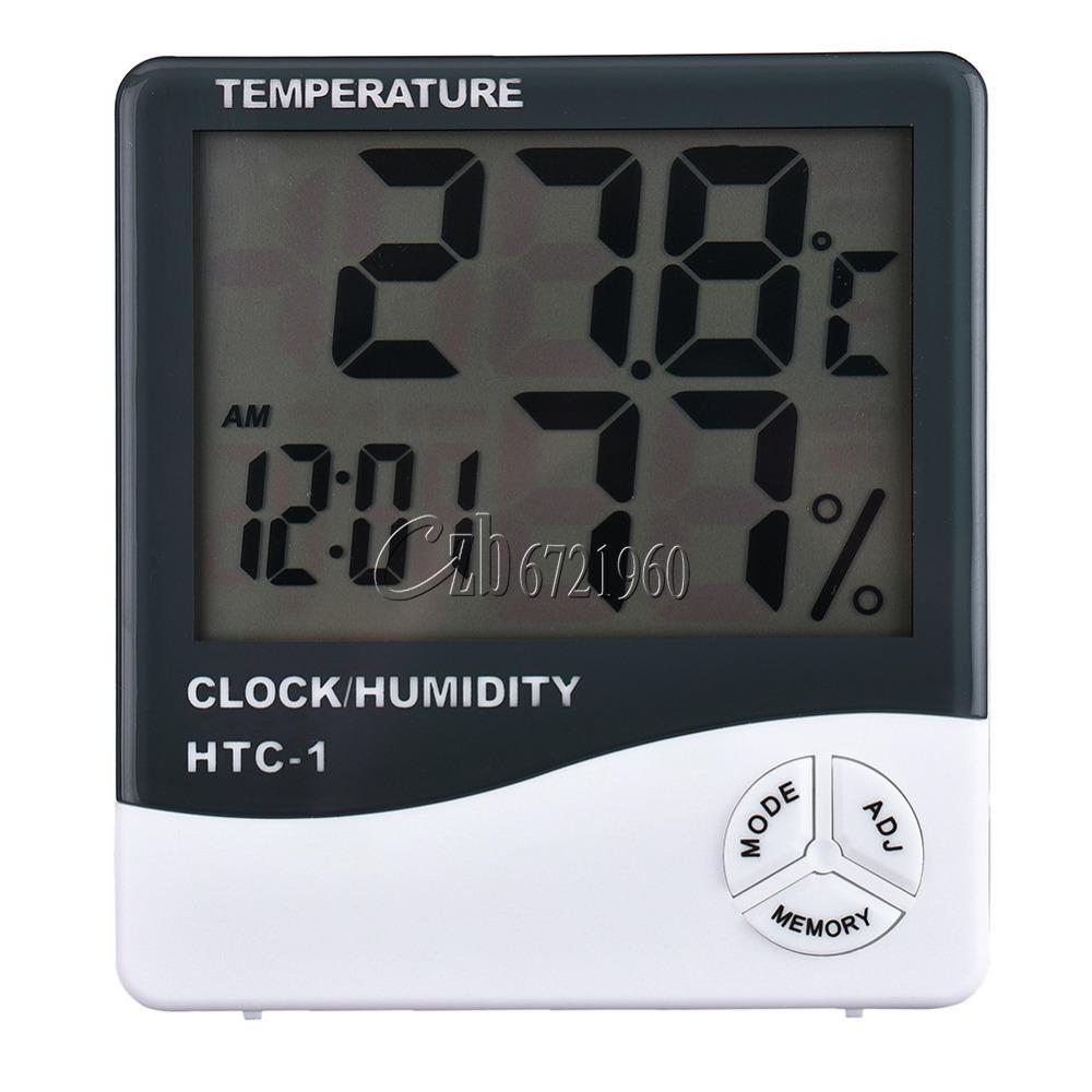 HTC-1 Thermometer Hygrometer Weather Station Temperature Humidity Desk ...