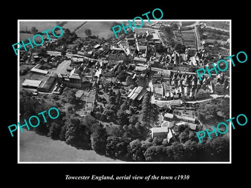OLD 8x6 HISTORIC PHOTO OF TOWCESTER ENGLAND AERIAL VIEW OF THE TOWN ...