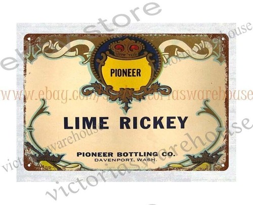 reproduction wall decor Pioneers Lime Rickey retro soda drink metal tin ...