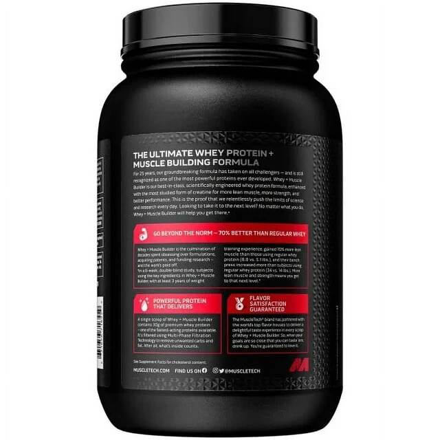 Muscletech Platinum Whey Plus Muscle Builder Protein Powder, 30g Protein