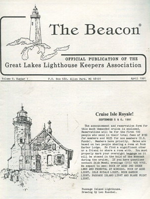 The Beacon April 1991 Great Lakes Lighthouse Keepers Newsletter | eBay